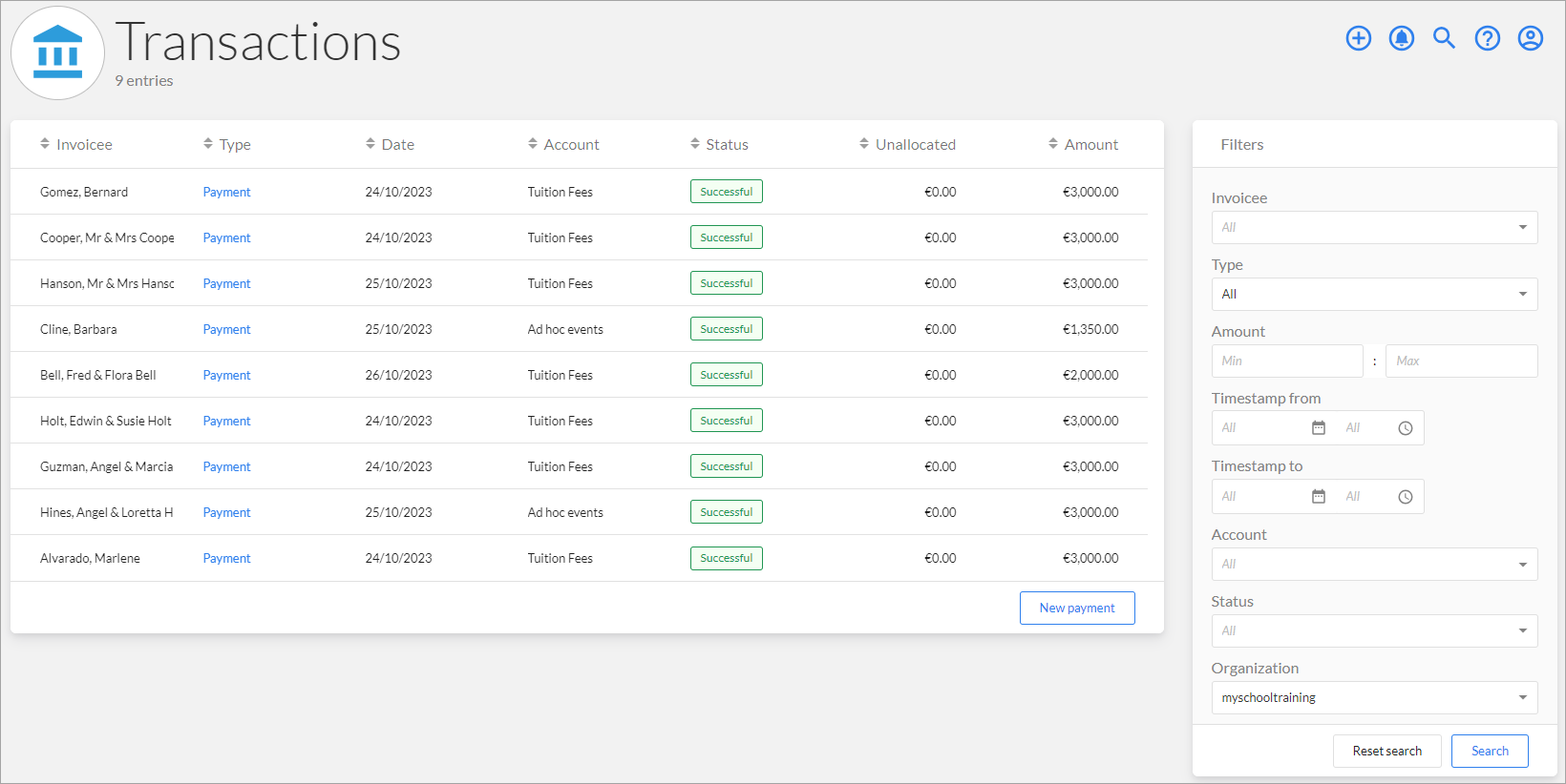 Managing transactions with the tuition management module – MySchool Support