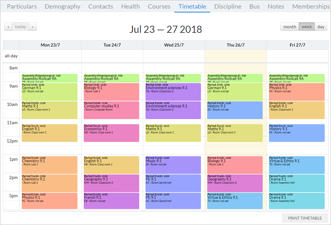 MySchool timetables and schedules – MySchool Support