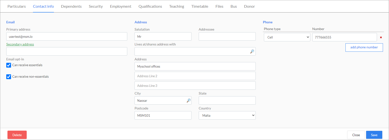 How to create a Staff/Guardian (User) profile – MySchool Support