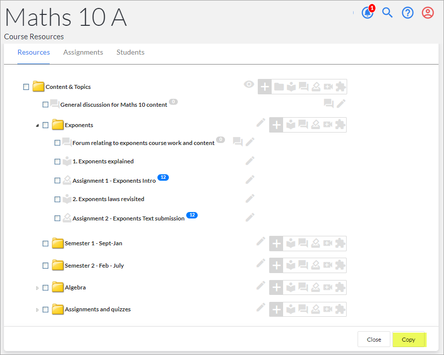 Copying Content Across Courses MySchool Support