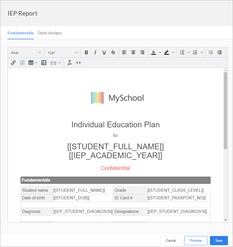 IEP - Creating your report and publishing – MySchool Support